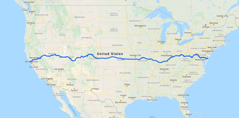 Map – Gin's Walk Across America